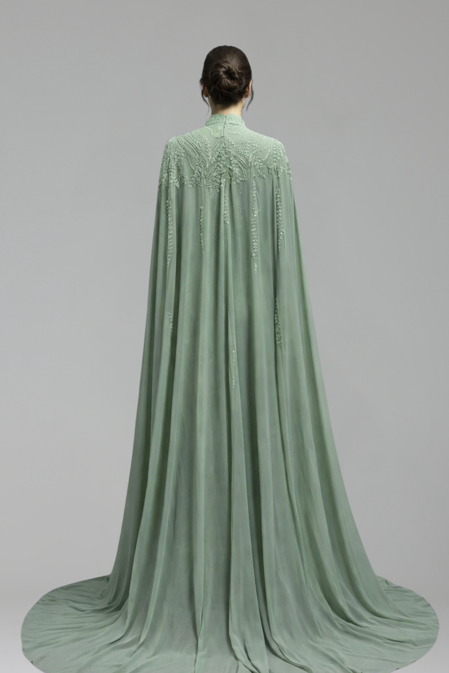 Beaded High-Neck Cape Dress – Larosabride